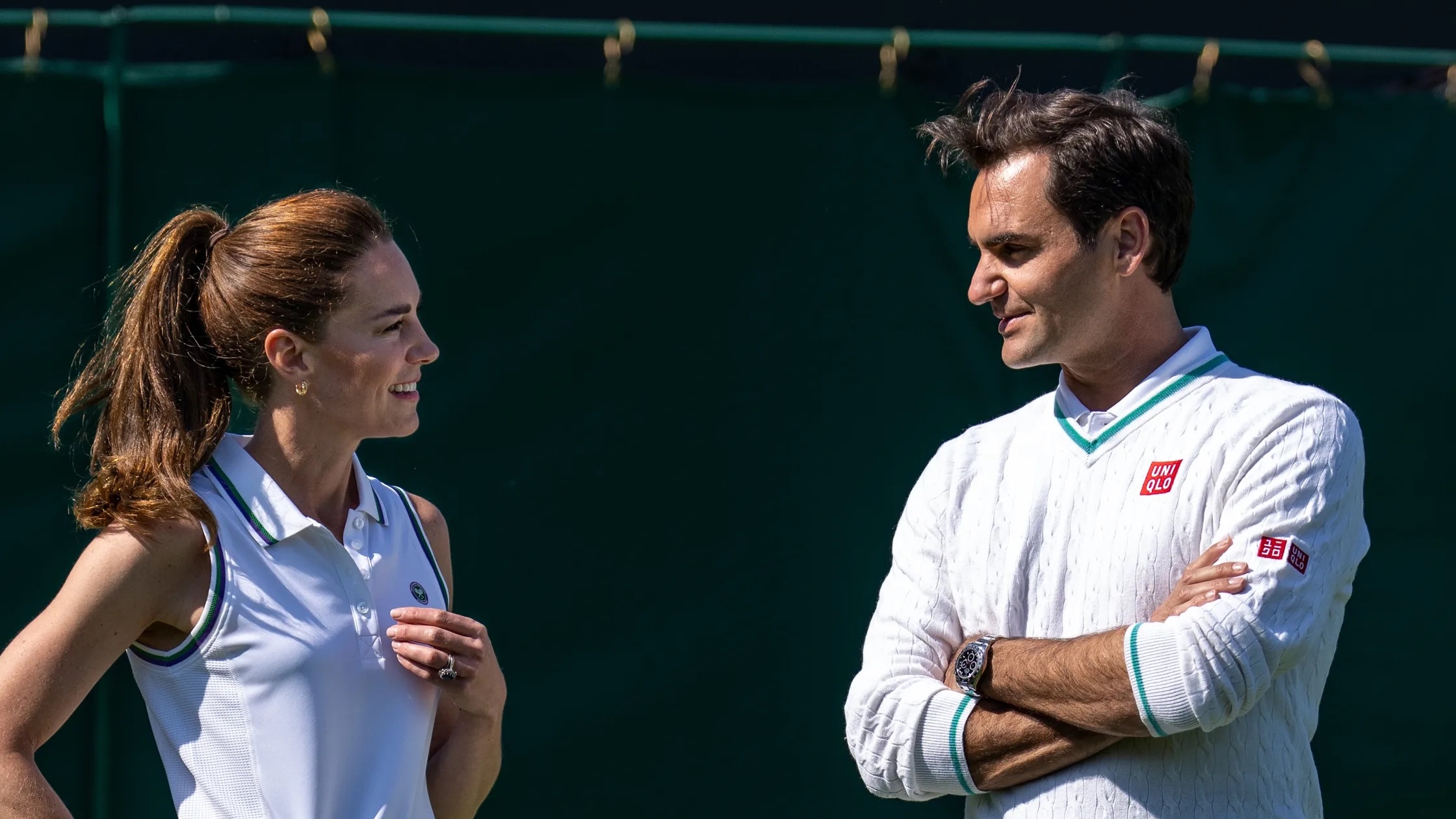 Kate Middleton speelt een potje tennis met Roger Federer