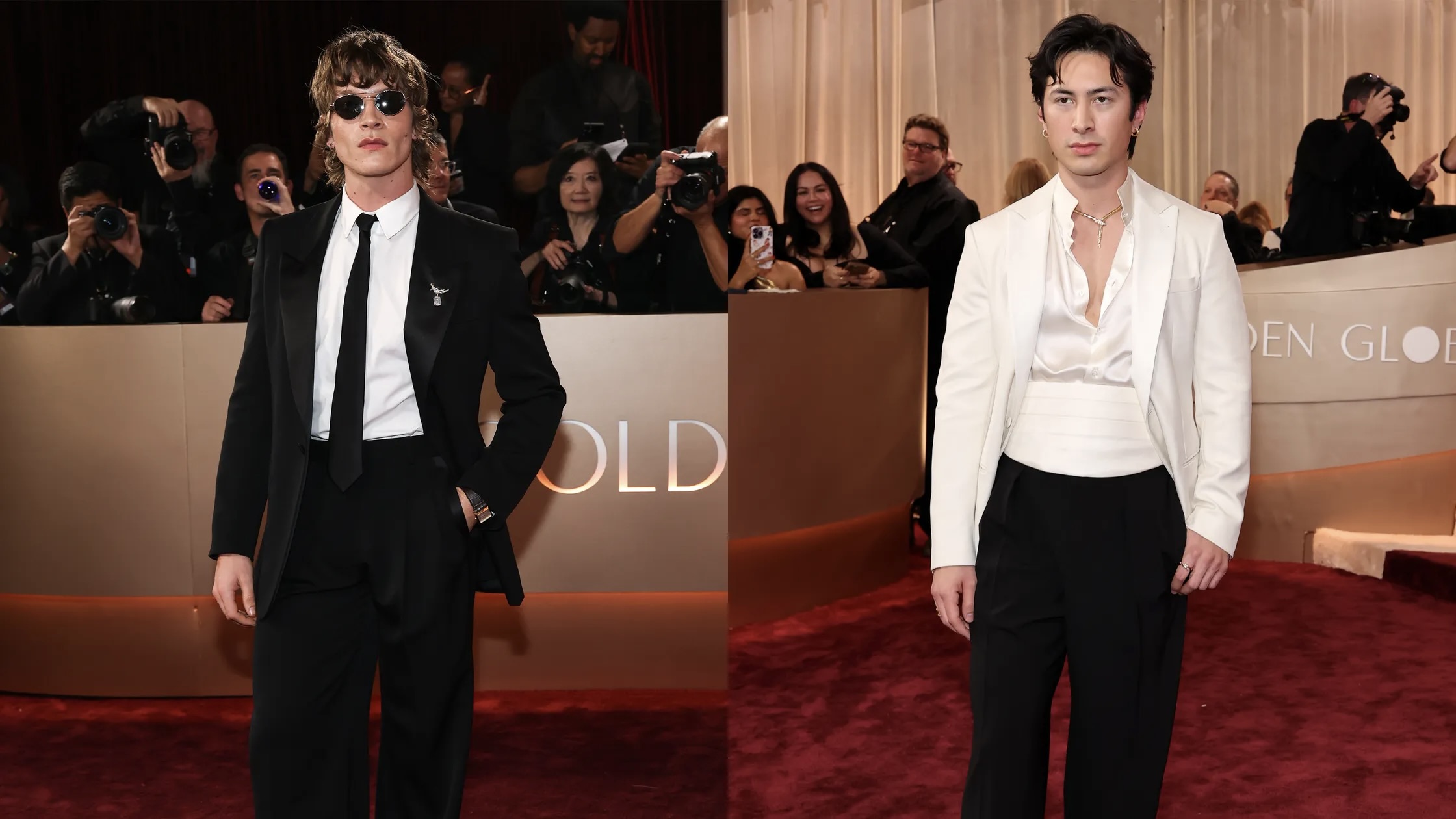 Hudson Williams en Connor Storrie bij de Golden Globes 2026